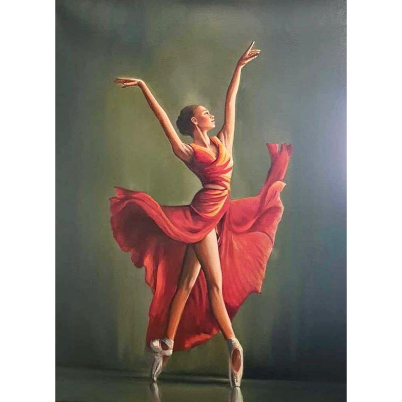 Exotic India Lady Dancer In Red | Acrylic On Canvas | By Anant Roop Art Studio - Wayfair Canada